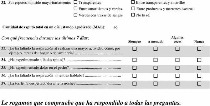 Validation of a Quality of Life Questionnaire for Bronchiectasis ...