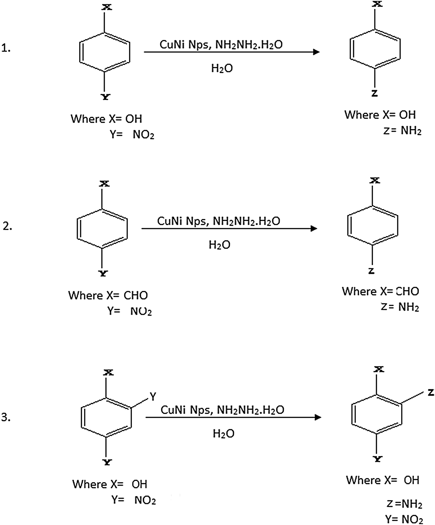 Selective reduction of nitro group using CuNi bimetallic nanoparticles ...