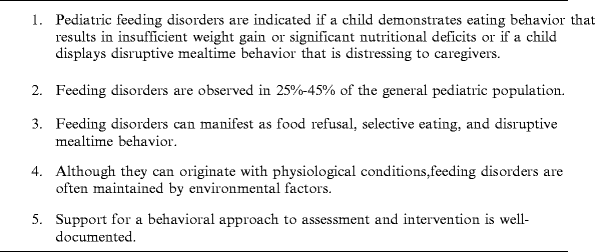 Behavioral Assessment of Pediatric Feeding Problems | SpringerLink