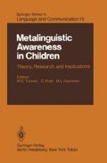 The Development of Metalinguistic Awareness: A Conceptual Overview ...