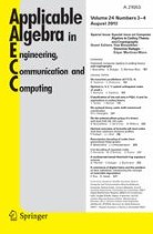 Applicable Algebra in Engineering, Communication and Computing ...