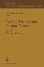 Coding Theory and Design Theory: Part I Coding Theory | SpringerLink