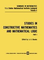 Studies in Constructive Mathematics and Mathematical Logic: Part I ...