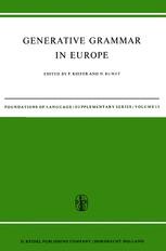 Generative Grammar in Europe | SpringerLink