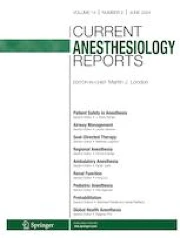 Home | Current Anesthesiology Reports
