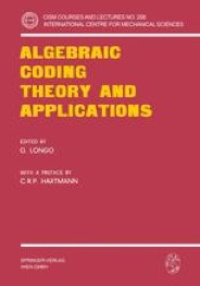 Algebraic Coding Theory and Applications | SpringerLink