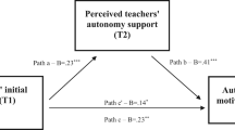 Teachers’ and students’ needs for autonomy, competence, and relatedness ...