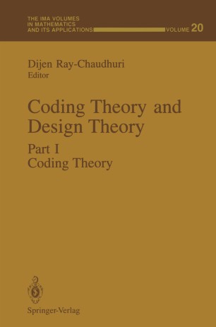 Coding Theory and Design Theory | SpringerLink