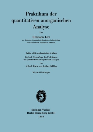 Praktikum der quantitativen anorganischen Analyse | SpringerLink