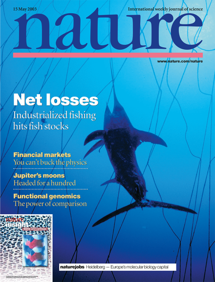 Volume 423 Issue 6937, 15 May 2003