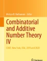 Combinatorial Number Theory and Additive Group Theory | SpringerLink